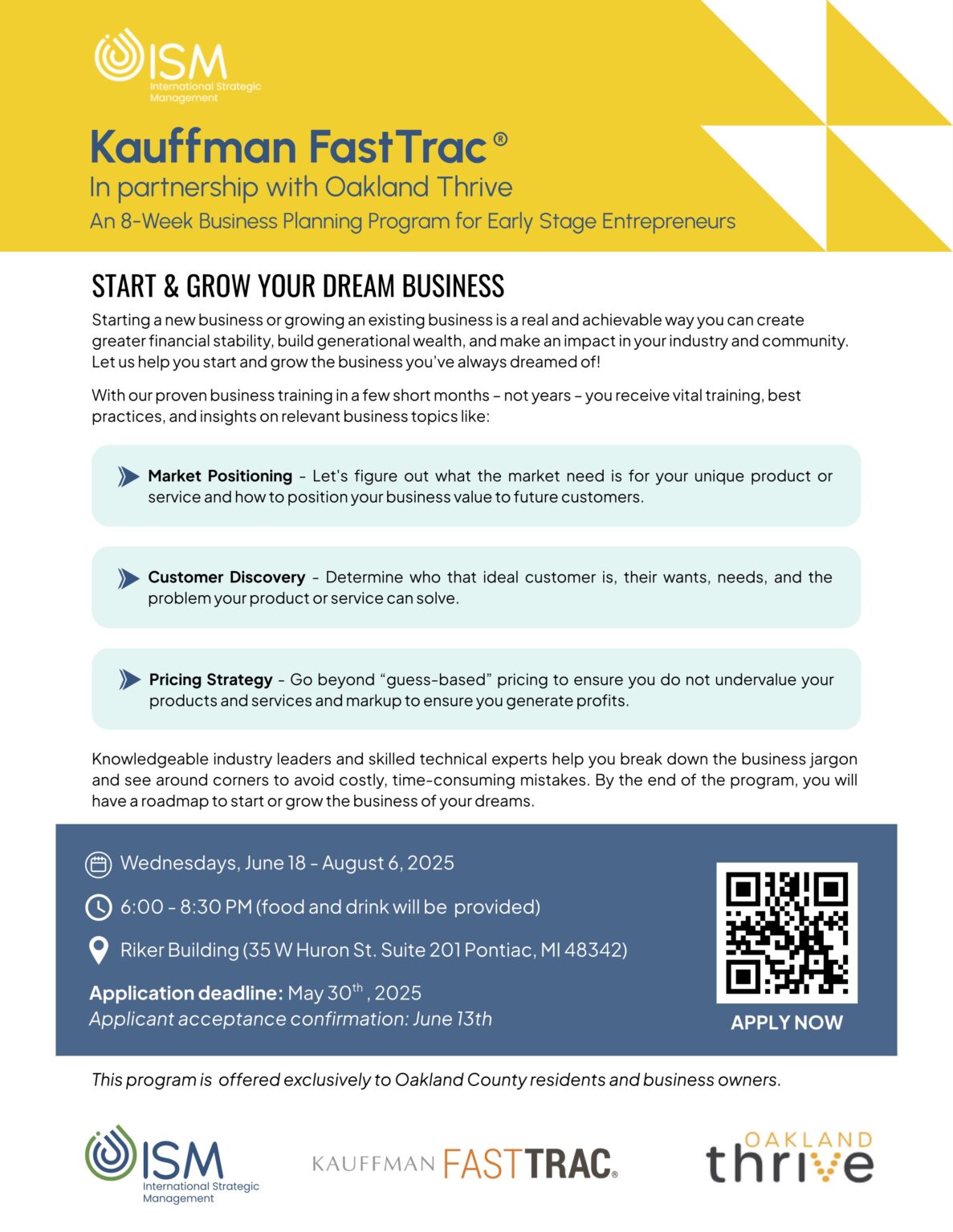 Business Planning Kauffman FastTrac® Cohort - Oakland Thrive